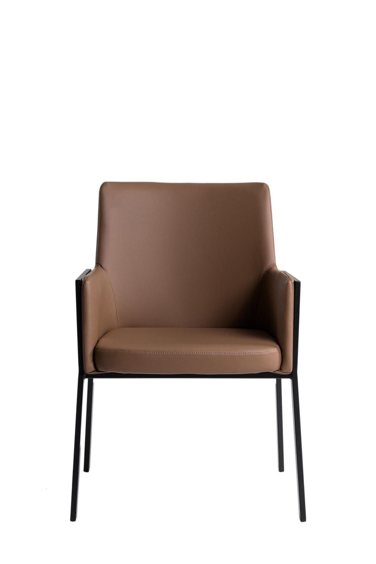 Leshay Dark Camel Vegan Leather + Black Metal Dining Chair – Stylish ...