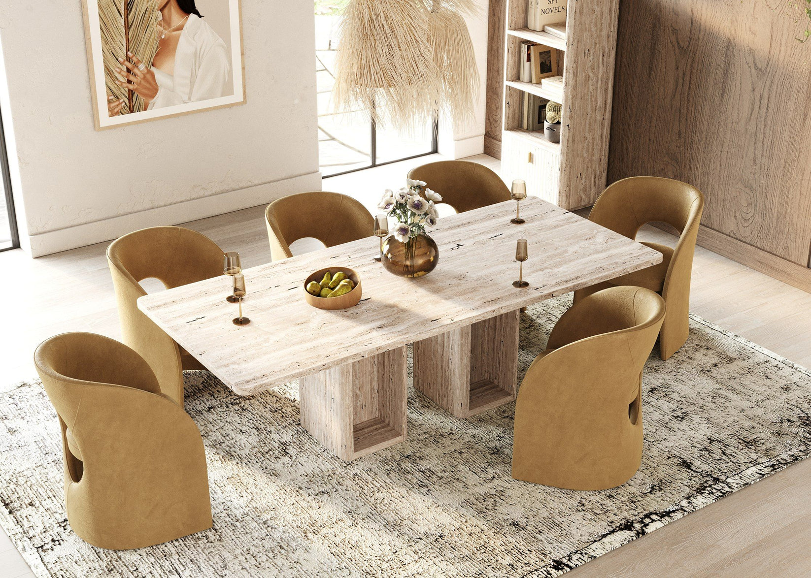 Nova Domus Roma - Modern Faux Travertine Rectangular Dining Table ...