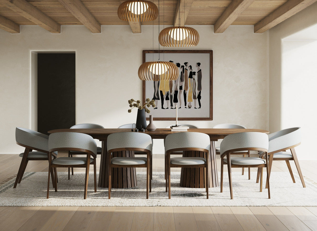 Truman Mid-Century Dining Set Walnut Extendable Table 10 Chairs ...